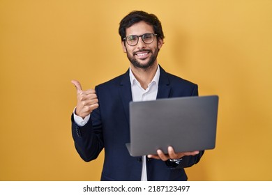 Handsome Latin Man Working Using Computer Stock Photo 2211422935 ...