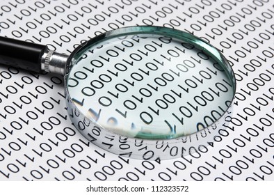 Magnifying Glass On Background Binary Code Stock Photo 112323572 ...