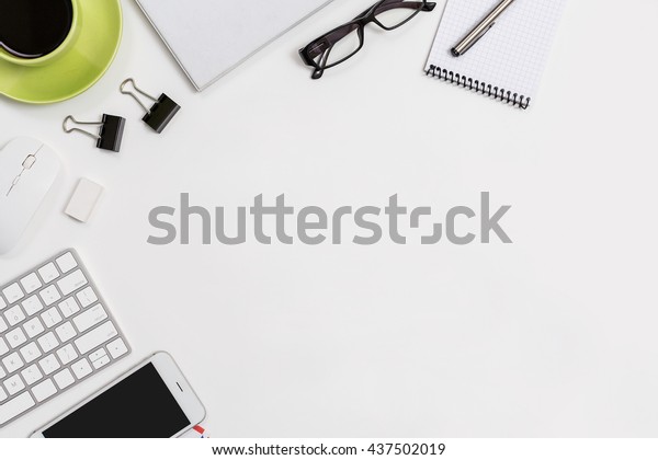 Office Table Top View Computer Coffee Stock Photo 437502019 | Shutterstock