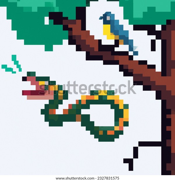 「Pixel Art Vector-style Image Python Tree」のAI生成画像、2327831575 | Shutterstock