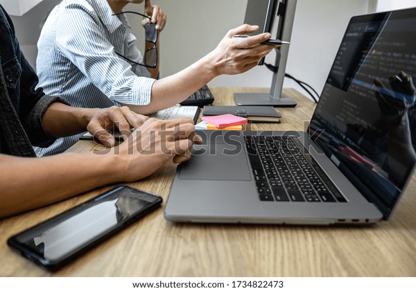 Programmer Team Developing Programming Website Working Stock Photo 1734822473 | Shutterstock