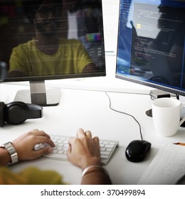 Programmer Working Computer Monitor Html Concept Stock Photo 370499894 | Shutterstock