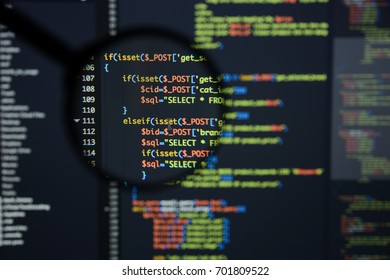 Real Php Code Developing Screen Programing Stock Photo 701809522 ...