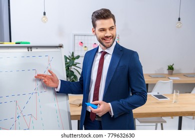 Smiling Businessman Pointing On Diagram Chart Stock Photo 779632630 ...