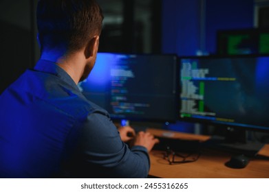 Developer Working On Code Late Night Stock Photo 741248929 | Shutterstock