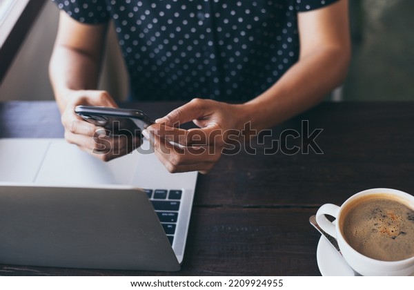 Work Using Typing Computer Texting Cell Stock Photo 2209924955 ...