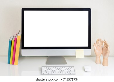Modern Computer White Screen Keyboard On Stock Photo 1793023261 ...