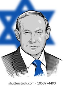 04012018 Vector Portrait Benjamin Netanyahu Prime Stock Vector (Royalty ...