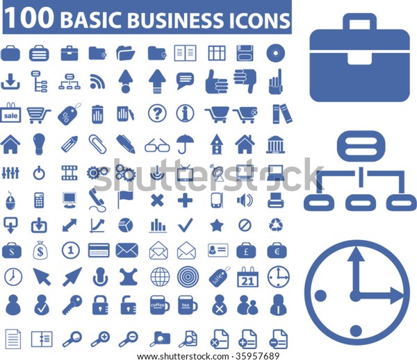 100 Basic Business Icons Vector Stock Vector (Royalty Free) 35957689 ...