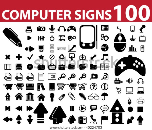 100 Computer Signs Vector Stock Vector (Royalty Free) 40224703 ...