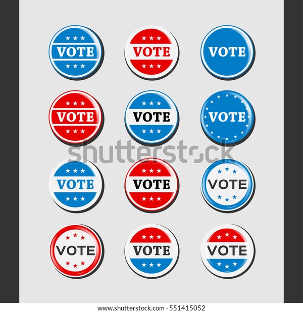 12 Different Retro Voting Batch Button Stock Vector (Royalty Free ...