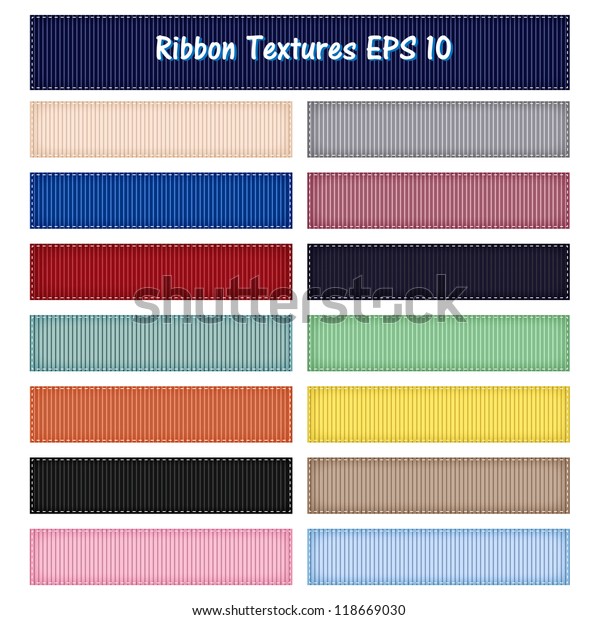 15 Different Ribbon Textures Vector Grosgrain 库存矢量图（免版税）118669030 ...