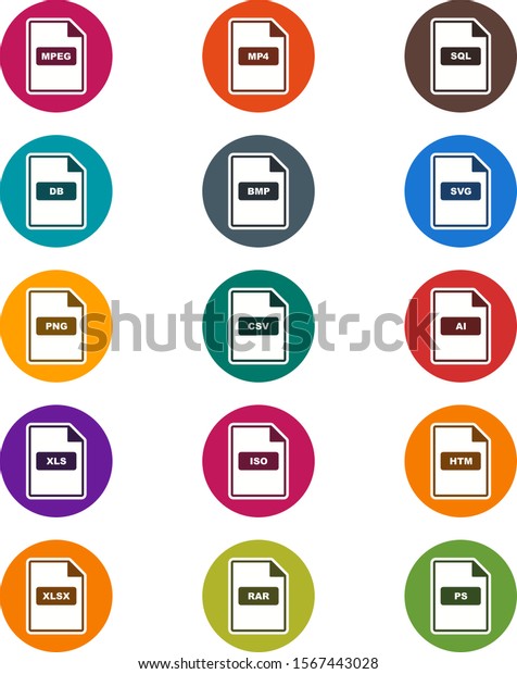 15 Set File Formats Icons Isolated Stock Vector (Royalty Free ...