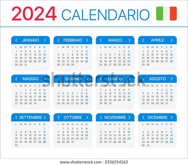 2024 Calendar Italian Version Vector Template: เวกเตอร์สต็อก (ปลอดค่า ...