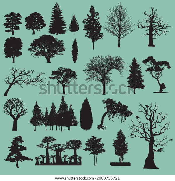 24 Tree Silhouette Vector Illustration Stock Vector (Royalty Free ...