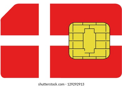 2d Sim Card Flag Denmark Stock Vector (Royalty Free) 129292913 ...