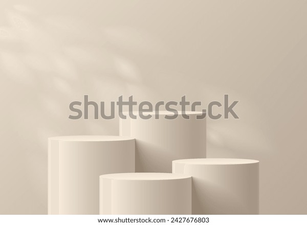 3d Background Set Realistic Beige Cylinder Stock Vector (Royalty Free ...