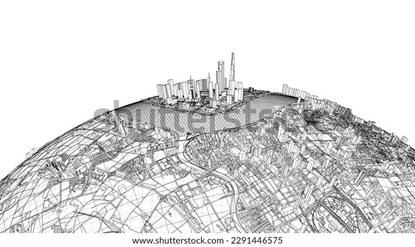 3d City Sphere Vector Rendering 3d Stock Vector (Royalty Free ...