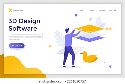3d Design Software Landing Page Template Stock Vector (Royalty Free ...