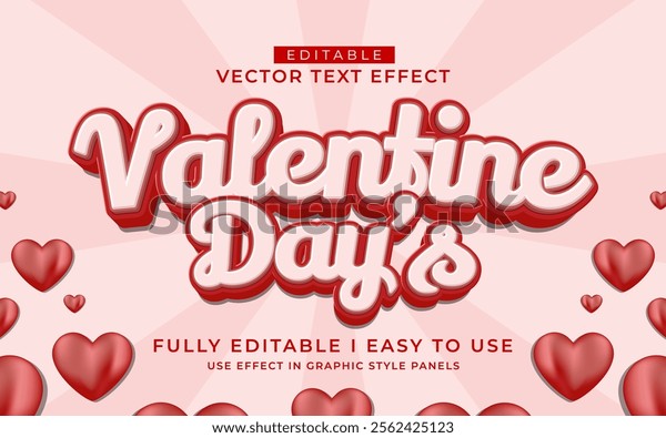 Vektor Stok 3d Editable Valentine Day Text Effect (Tanpa Royalti ...