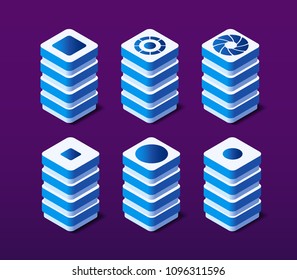 3d Set Server Network Technology Connection Stock Vector (Royalty Free ...