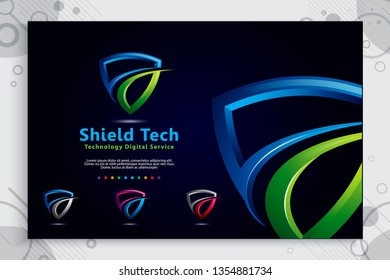 3d Shield Tech Vector Logo Design Stock Vector (Royalty Free) 1354881734 | Shutterstock