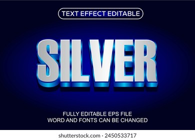 3d Text Effect Silver Vector Editable Stock Vector (Royalty Free ...