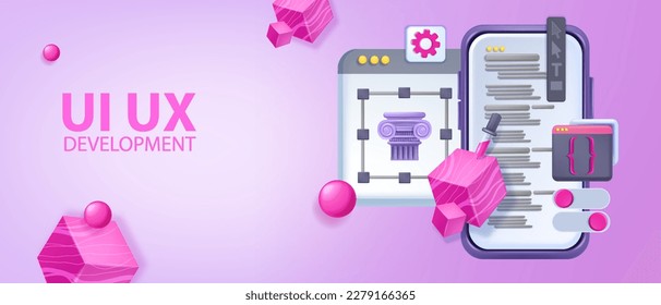3d Ux Design Banner Browser Screen Stock Vector (Royalty Free) 2281420837 | Shutterstock