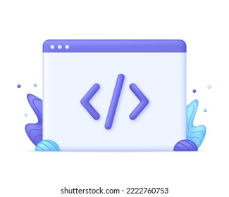 3d Web Page Programming Code Icon Stock Vector (Royalty Free ...
