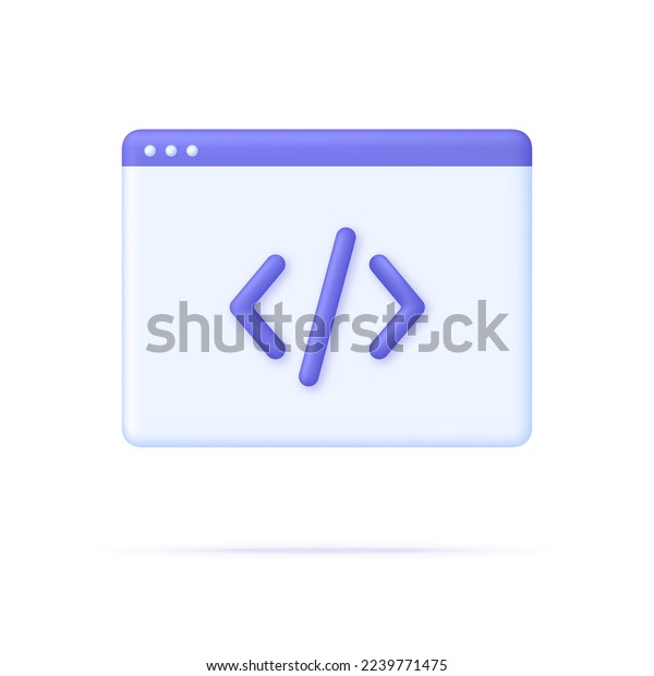 3d Web Page Programming Code Icon Stock Vector (Royalty Free ...