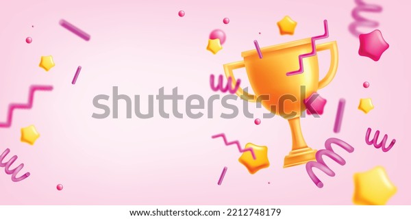 3d Winner Trophy Background Vector Happy Stock Vector (Royalty Free ...