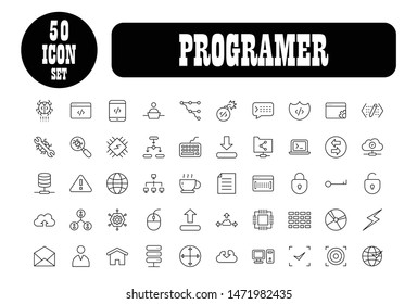50 Icon Set Programmer Computer Programmer Stock Vector (Royalty Free) 1466583773 | Shutterstock