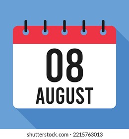 8 August Calendar Blue Background Vector Stock Vector (Royalty Free ...