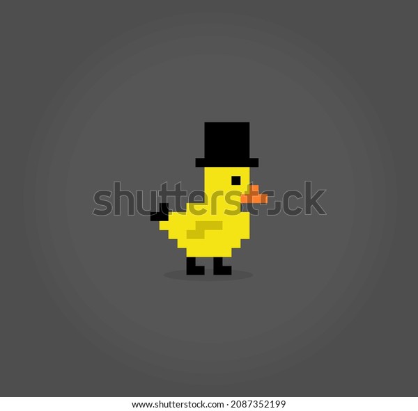 8bit Duck Wearing Hat Pixels Animal: เวกเตอร์สต็อก (ปลอดค่าลิขสิทธิ์ ...