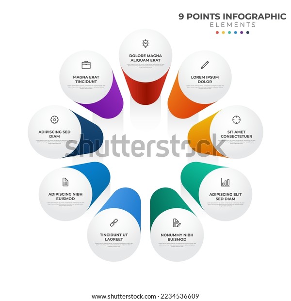 9 Points Circular Infographic Element Cycle Stock Vector (Royalty Free ...