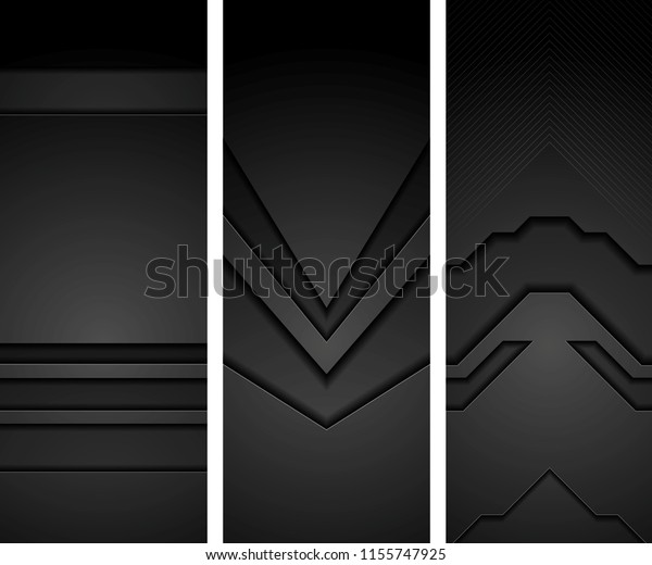 Abstract Black Concept Tech Vertical Banners Stock Vector (Royalty Free ...