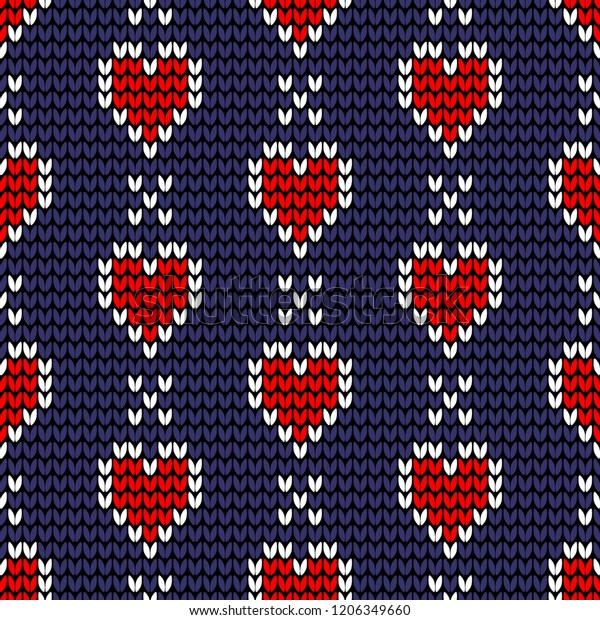 Abstract Blue Seamless Knitting Pattern Red Stock Vector (Royalty Free ...