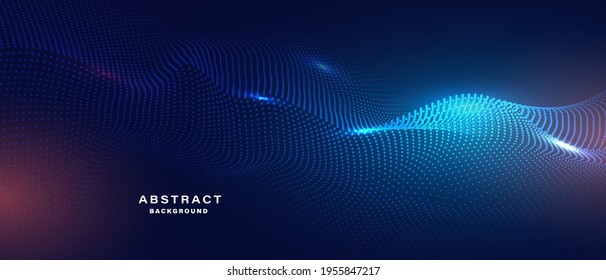 Abstract Digital Technology Background Glowing Particle Stock Vector ...