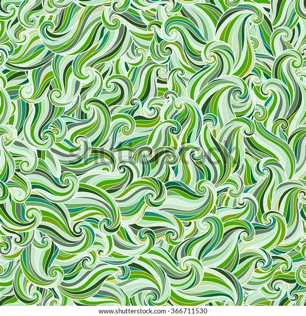 Abstract Green Handdrawn Pattern Waves Background Stock Vector (Royalty ...