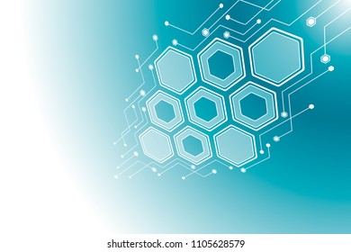 Abstract Hexagonal Molecular Structures Technological Background: vector de stock (libre de ...