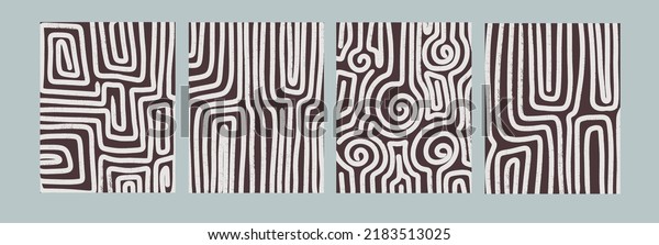Abstract Posters Graphic Line Vector Illustrations Stok Vektör ...
