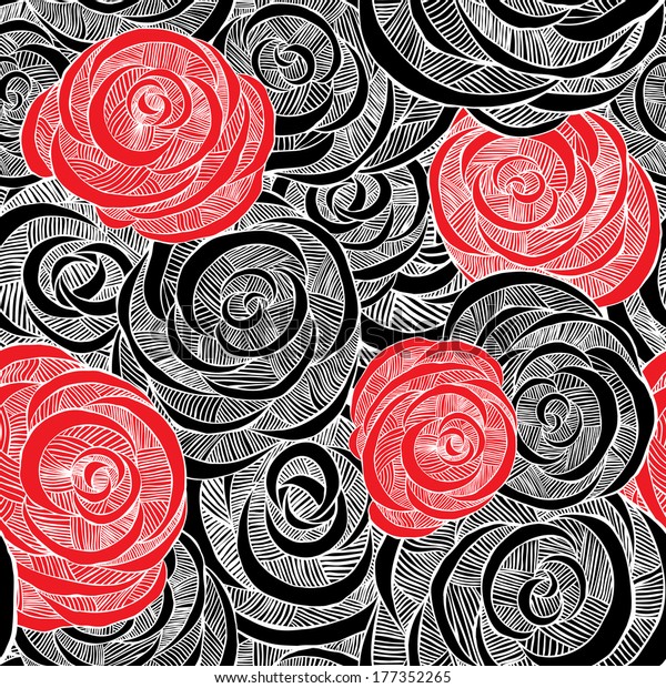 Abstract Roses Sample Drawing Vector Pattern Stock Vector (Royalty Free ...