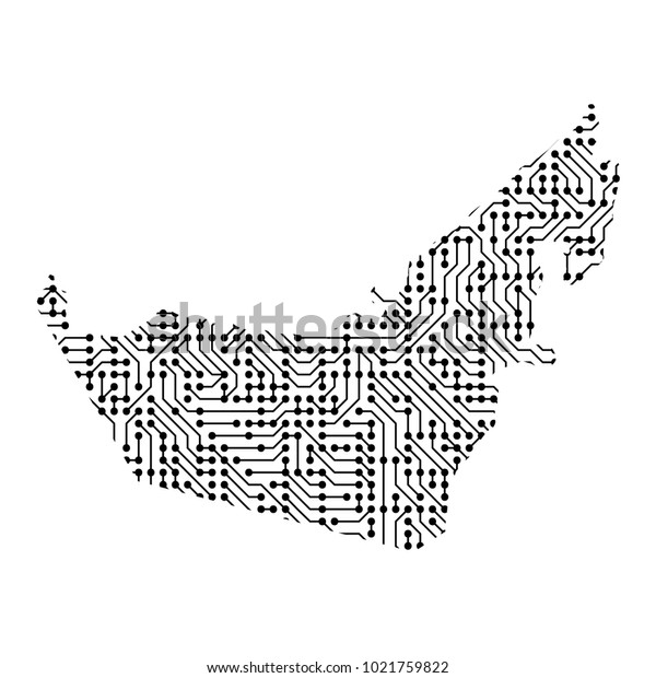Abstract Schematic Map United Arab Emirates Stock Vector (Royalty Free ...