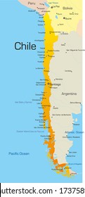 Map Republic Chile Regions Colored Bright Stock Vector (Royalty Free ...