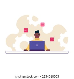African American Man Programming On His Stock Vector (Royalty Free ...
