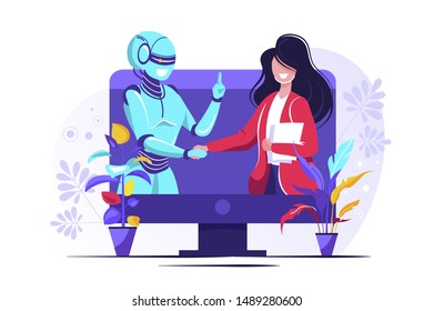 Ai Human Interactive Tech Interaction Robot Stock Vector (Royalty Free ...