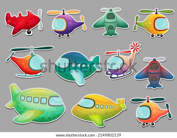 Airplane Set Cartoon Set Different Types Stock Vector (Royalty Free ...