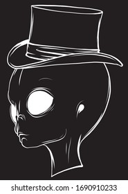 White Silhouette Alien Head Hat On Stock Vector (Royalty Free ...