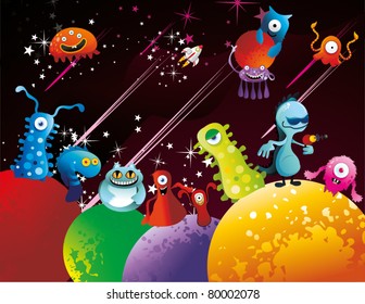 Alien Space Characters Vector Stock Vector (Royalty Free) 80002078 ...