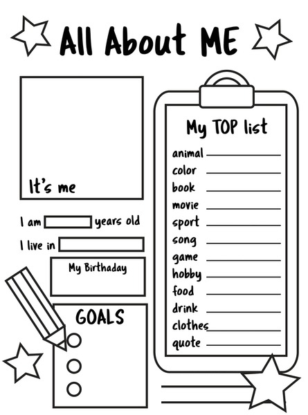 All About Me Printables 4th Grade